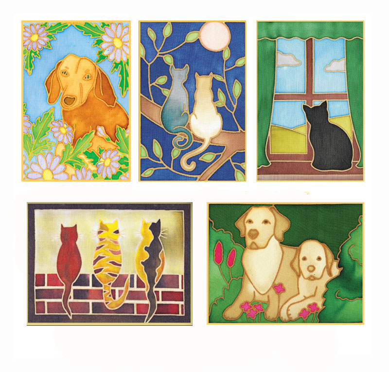 Pack of 5 Assorted Gutta Outlines - Dogs and Cats - silkcraft.co.uk