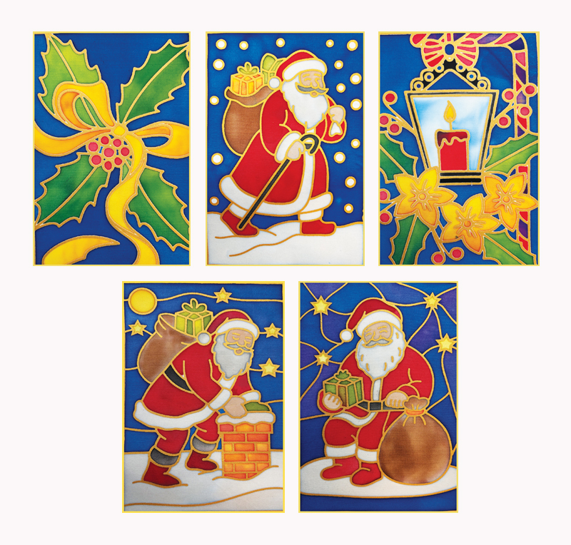 Pack of 5 Assorted Gutta Outlines - Santa Pack - NEW - silkcraft.co.uk